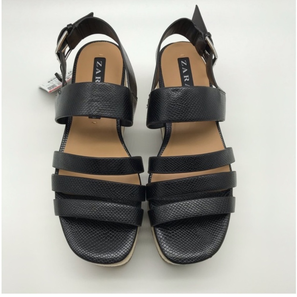Zara Woman’s Black Platform Wedge Sandals - Gem